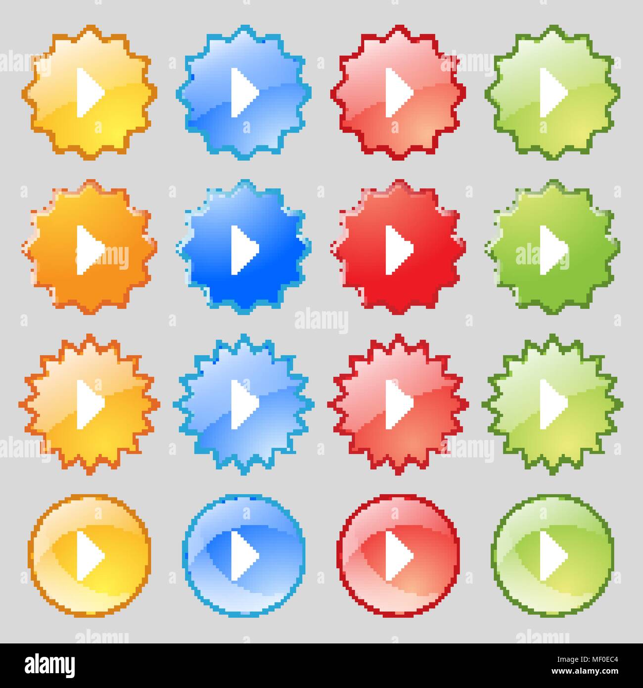 play button icon sign. Big set of 16 colorful modern buttons for your ...