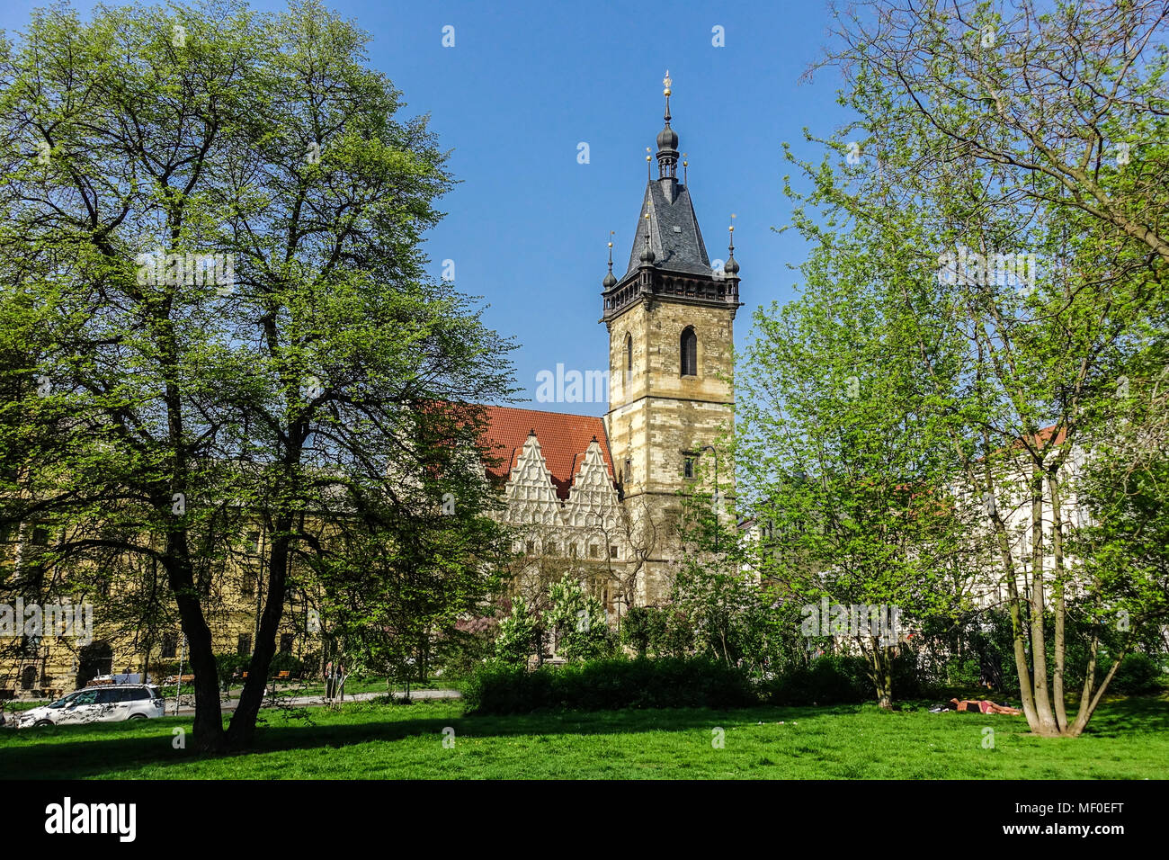 New Town City Hall and Tower, Karlovo Namesti, Charles Square, Prague ...