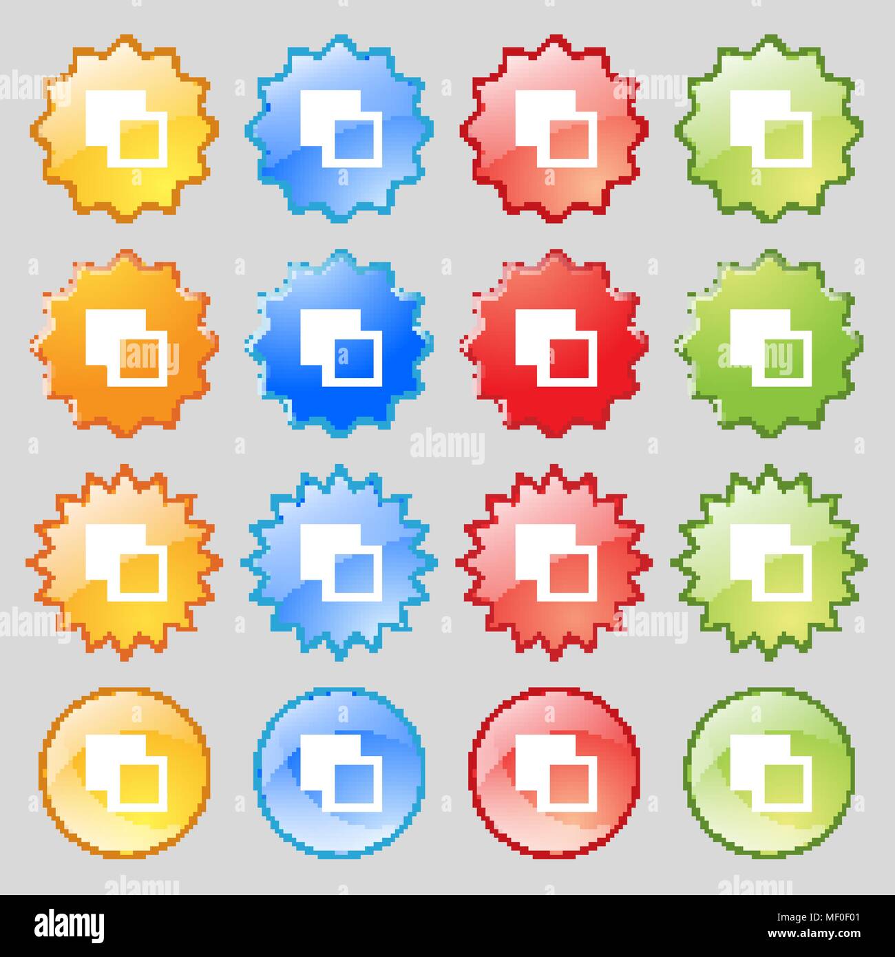 Active color toolbar icon sign. Big set of 16 colorful modern buttons ...