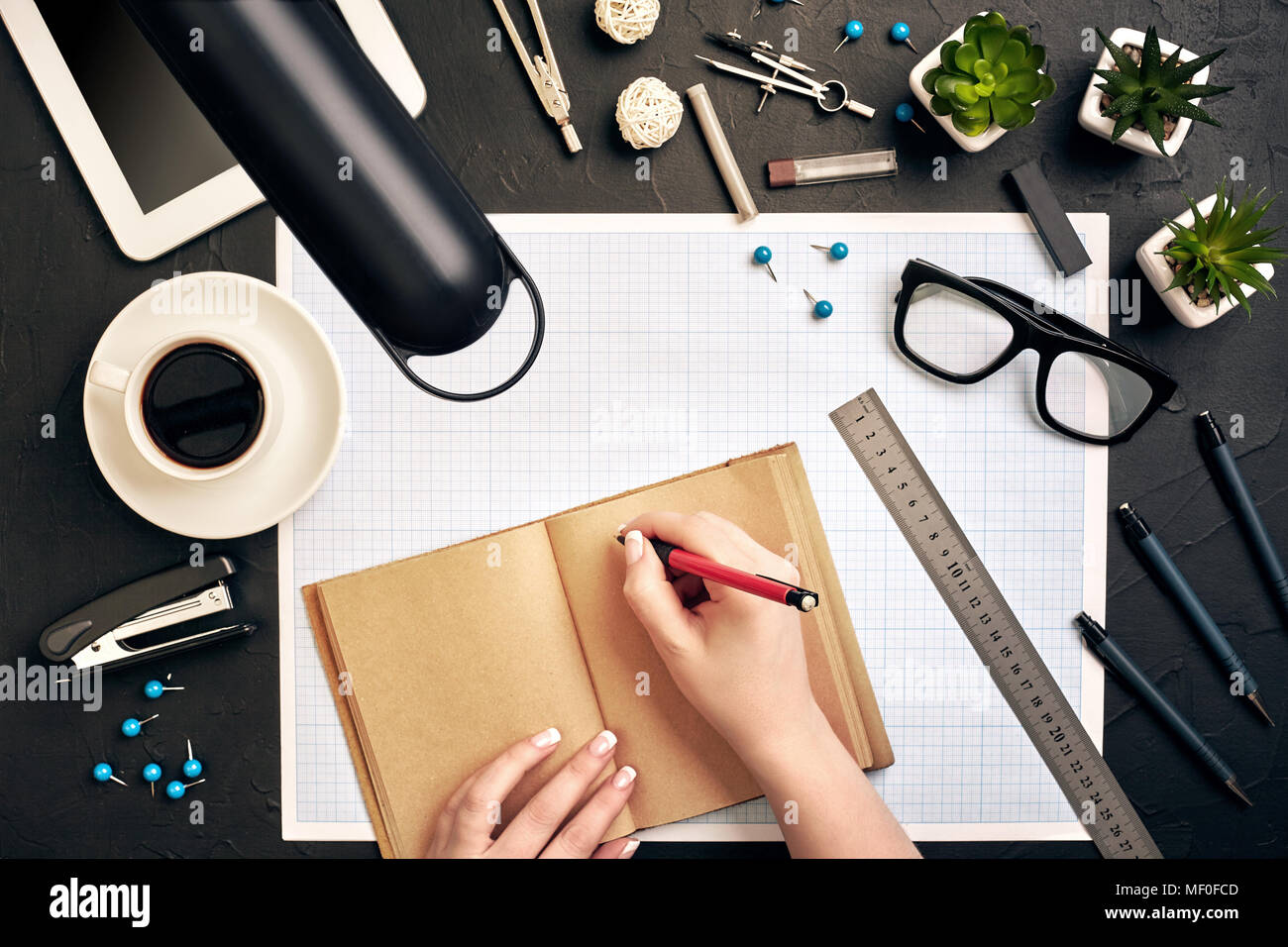 Concept architects. Architects workplace, architectural project ...