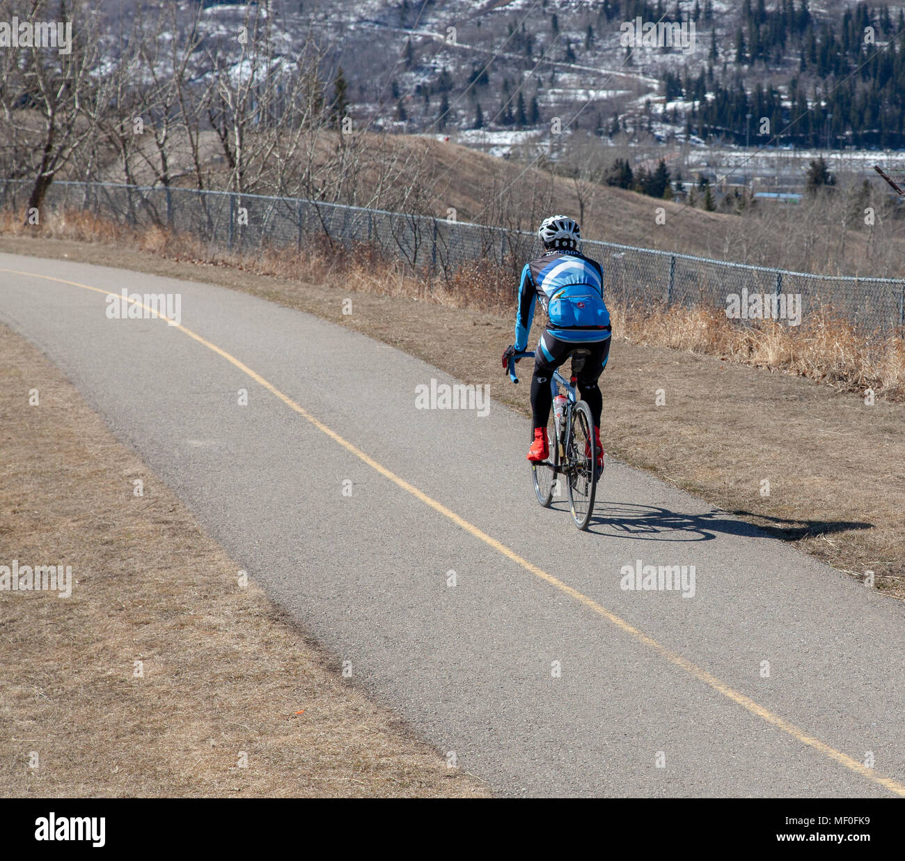 Mountain bike Bowmont Park Calgary Alberta Canada Stock Photo - Alamy
