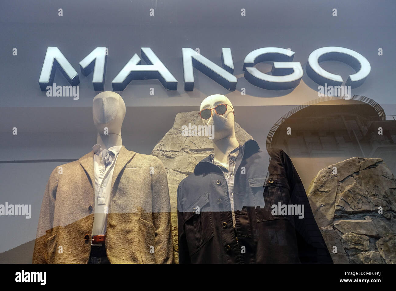 Luxury store sign Mango shop, Na Prikope street, Prague, Czech Republic ...