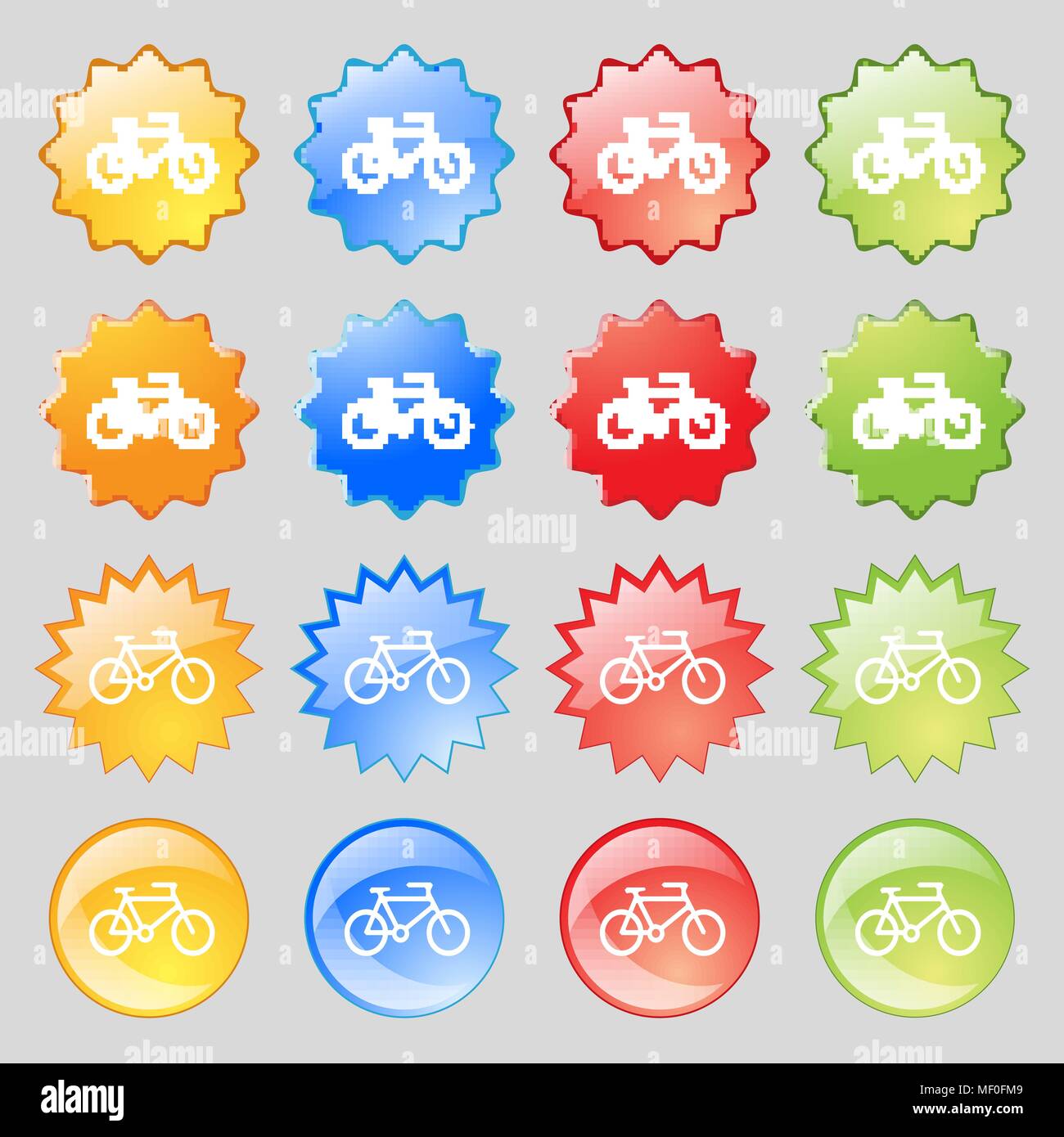 bike icon sign. Big set of 16 colorful modern buttons for your design ...