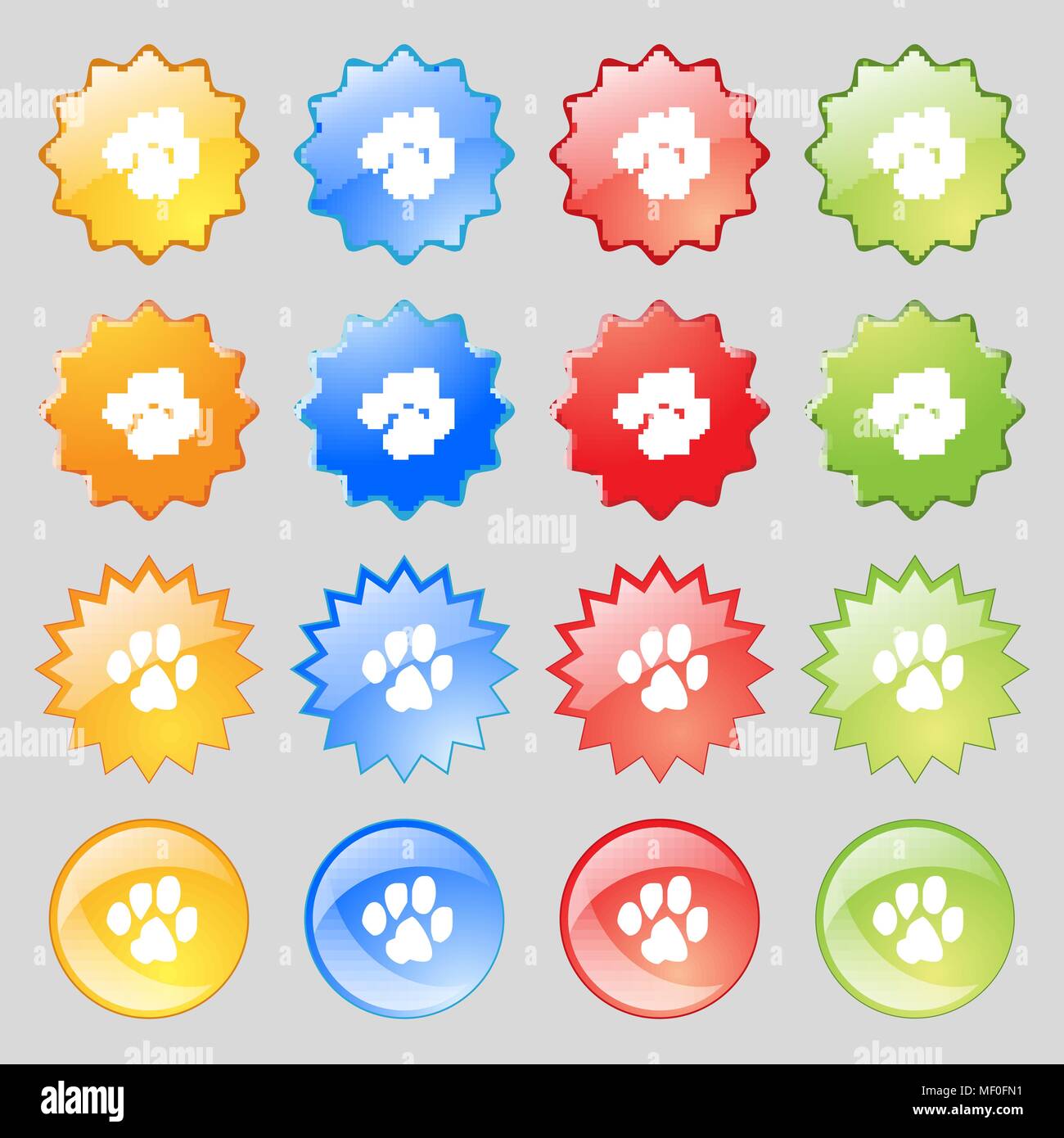 trace dogs icon sign. Big set of 16 colorful modern buttons for your ...
