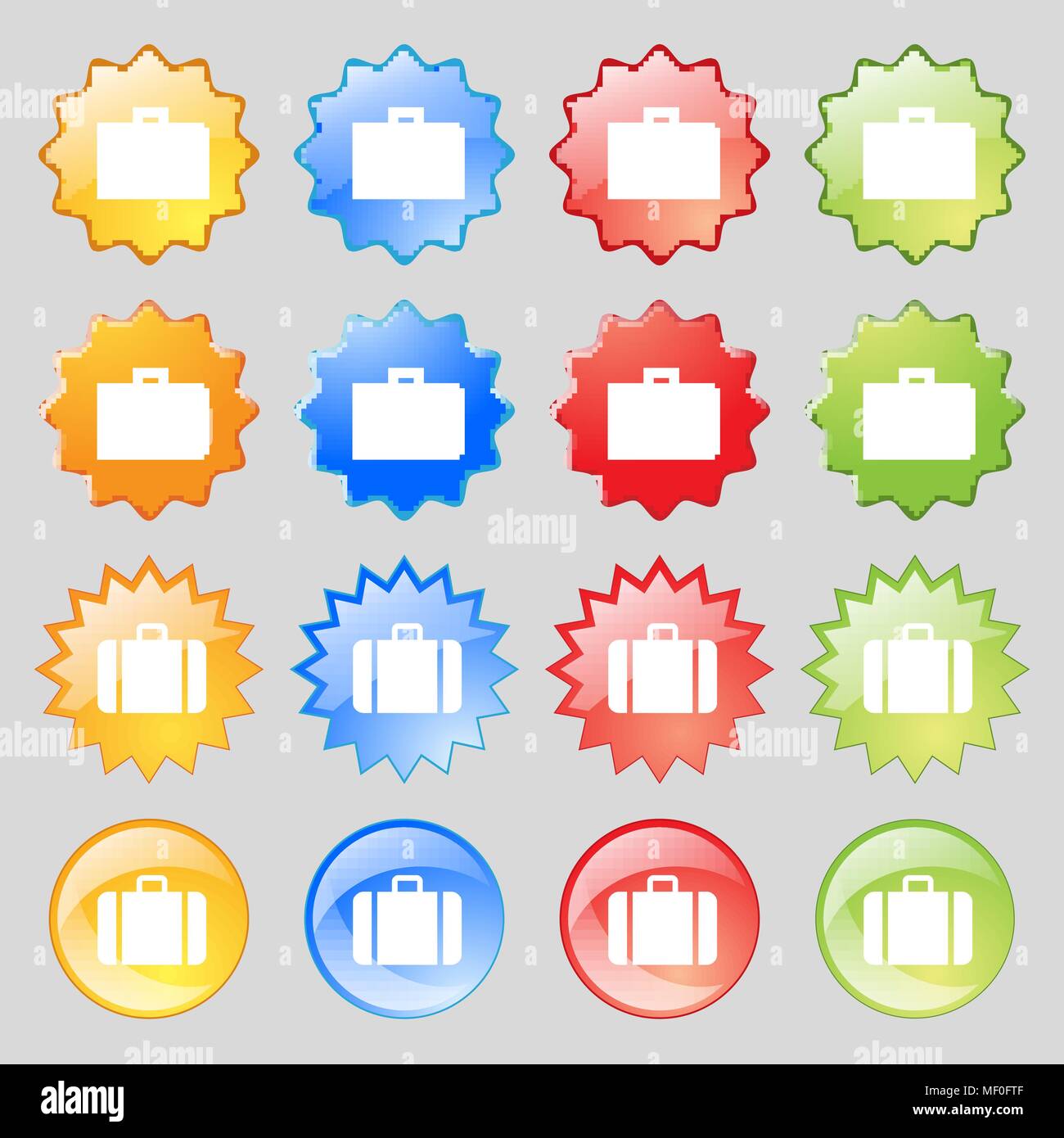 suitcase icon sign. Big set of 16 colorful modern buttons for your ...