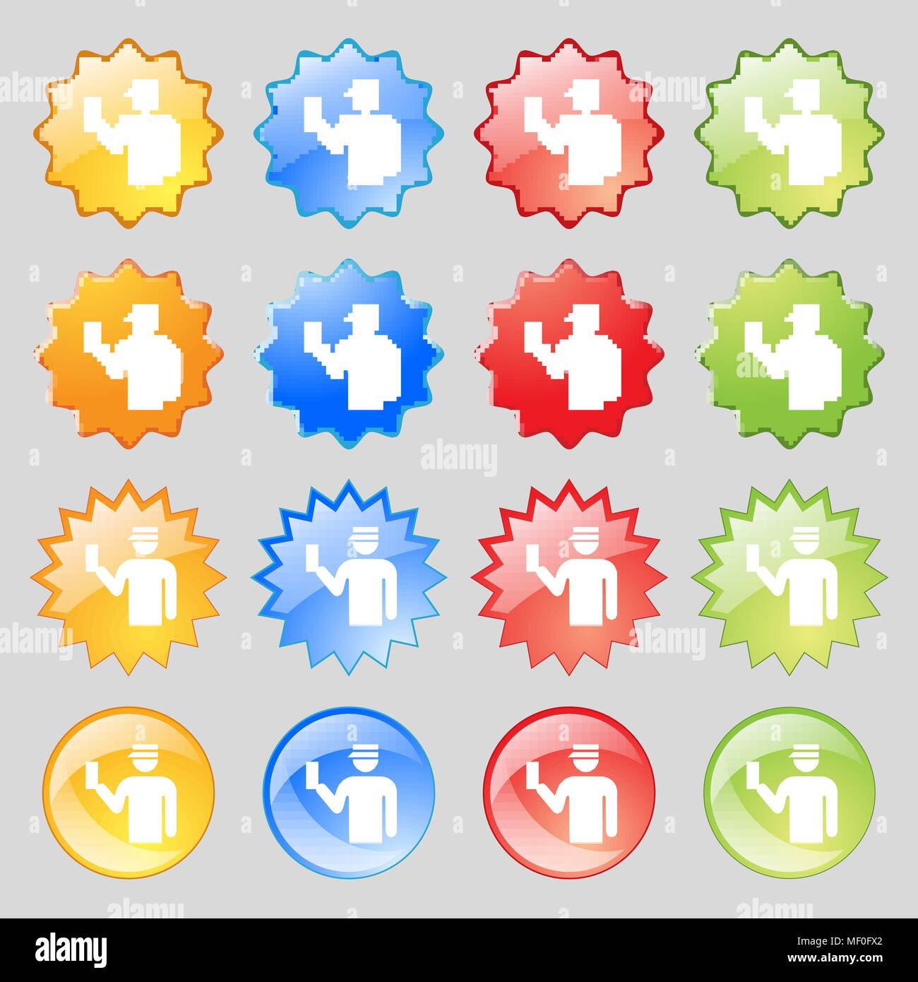 Inspector icon sign. Big set of 16 colorful modern buttons for your ...