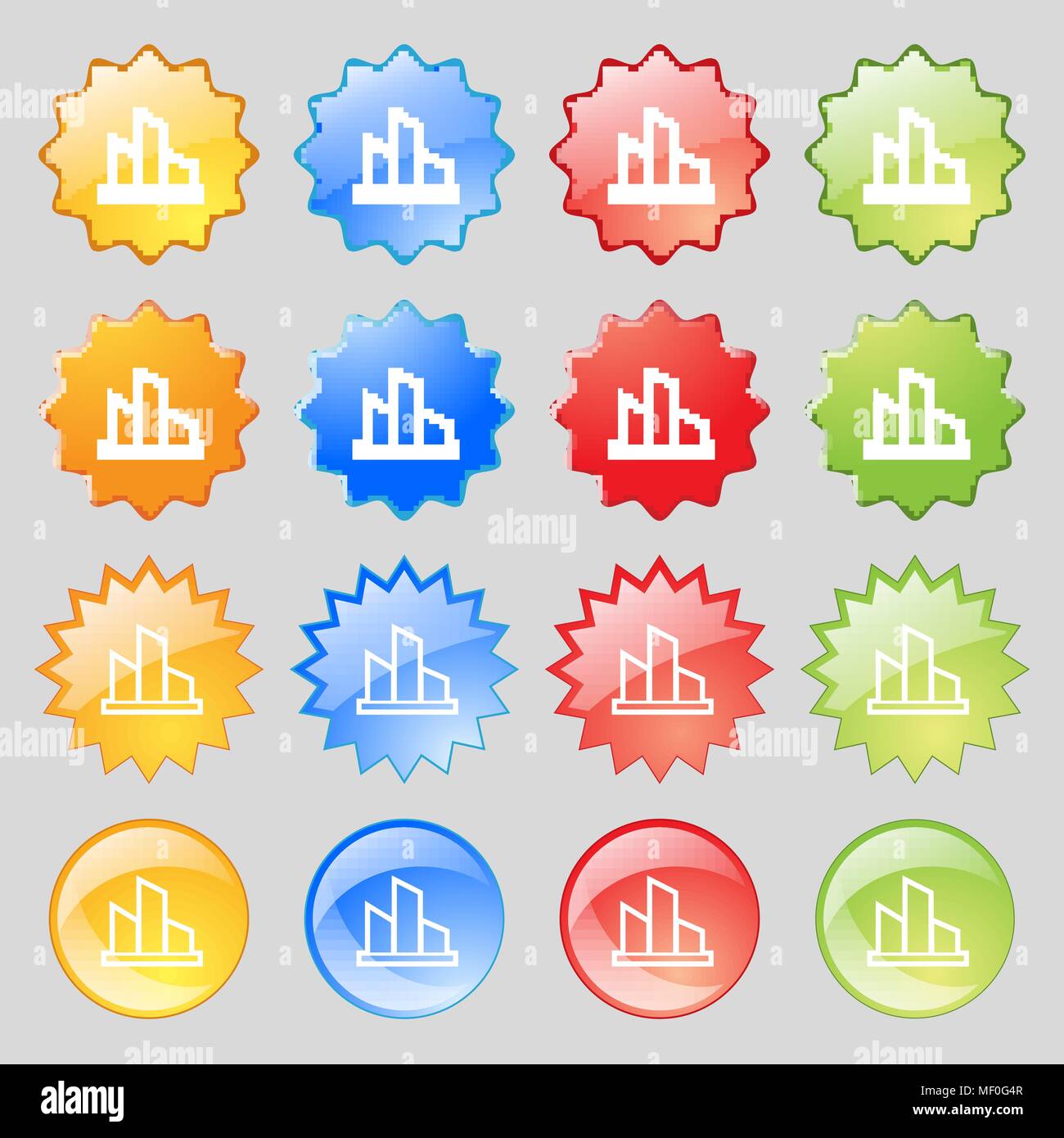 Diagram icon sign. Big set of 16 colorful modern buttons for your ...
