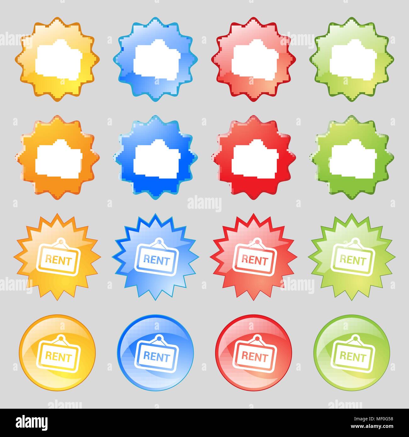 Rent icon sign. Big set of 16 colorful modern buttons for your design ...