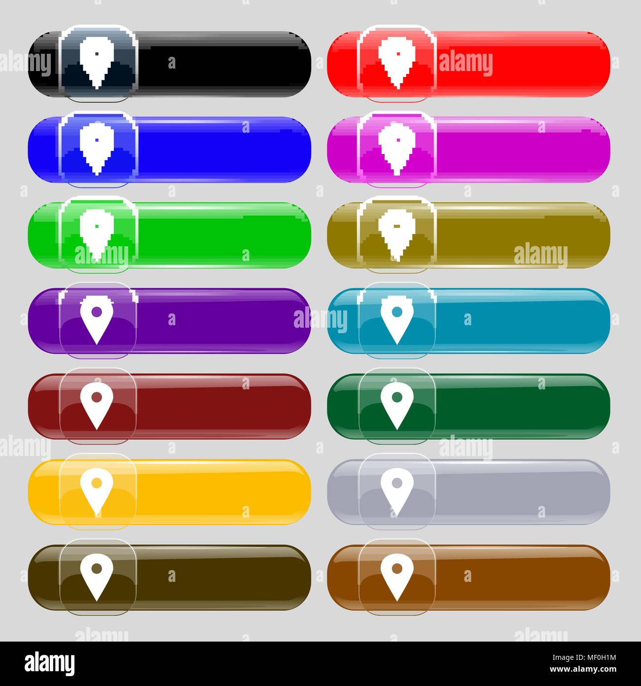 Map pointer, GPS location icon sign. Set from fourteen multi-colored ...