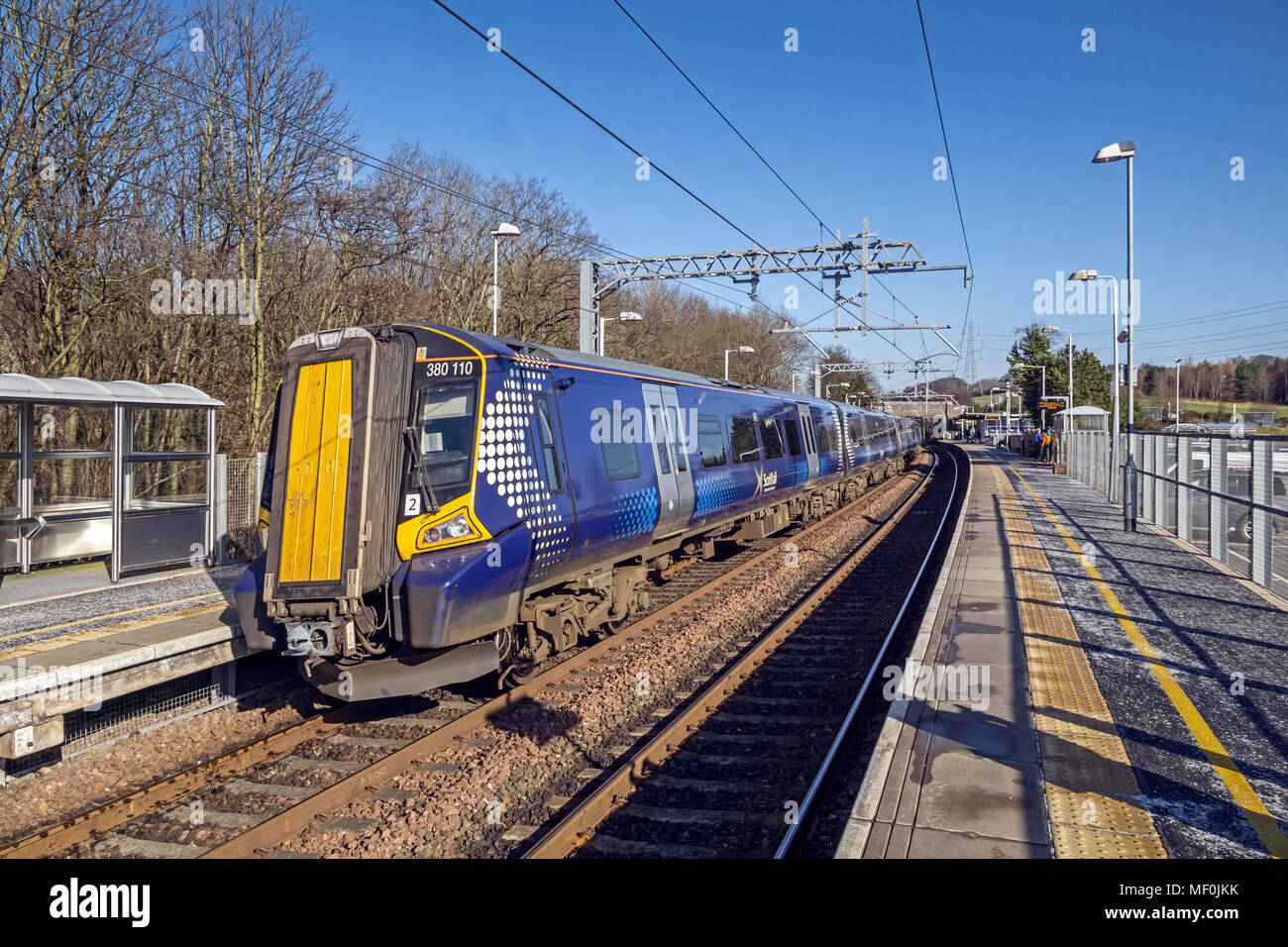 Scotrail Class 380 EMU at Croy railway station near Kilsyth in North ...