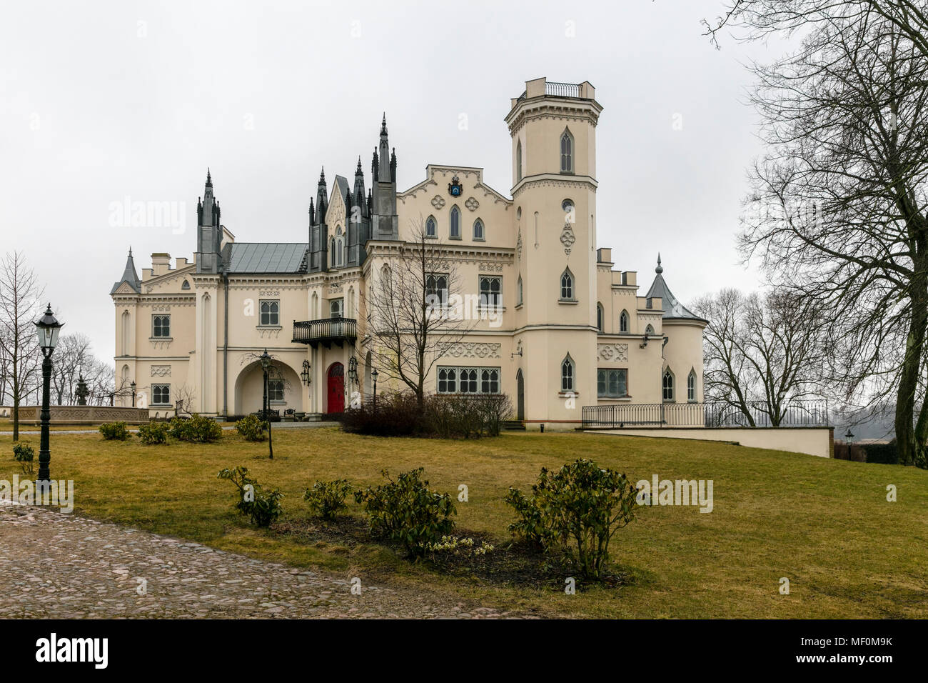 Patrykozy, a neo-gothic palace from 1832, Mazovia, Poland Stock Photo ...
