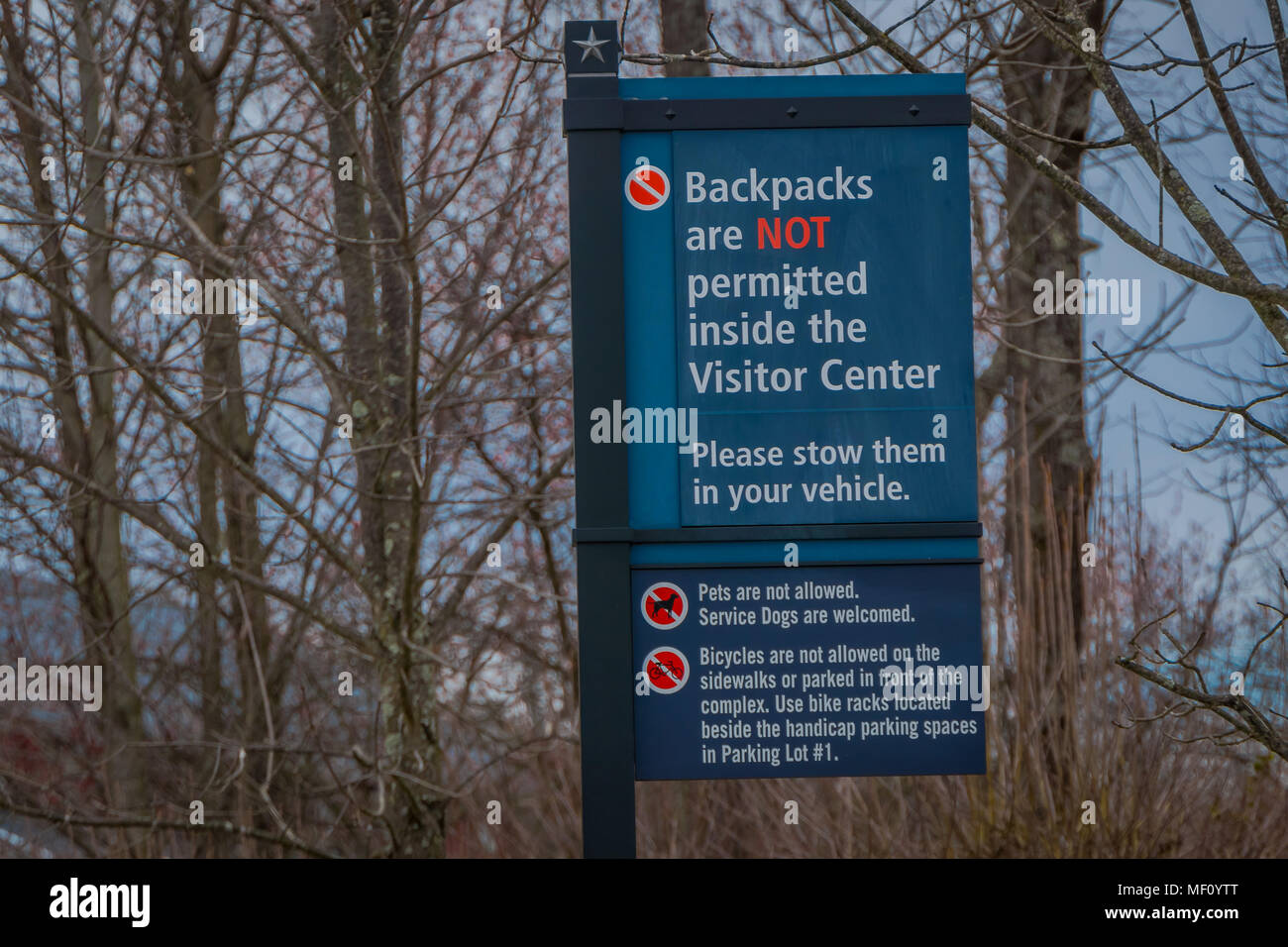 LANCASTER, USA - APRIL, 18, 2018: Outdoor view of informative sign ...