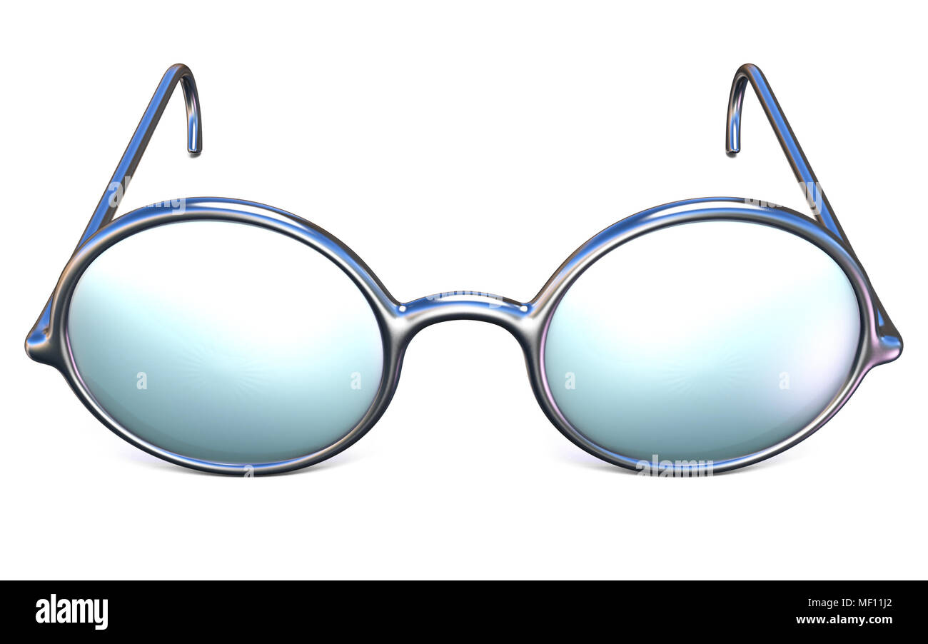 Retro silver glasses front view 3D rendering illustration isolated on ...