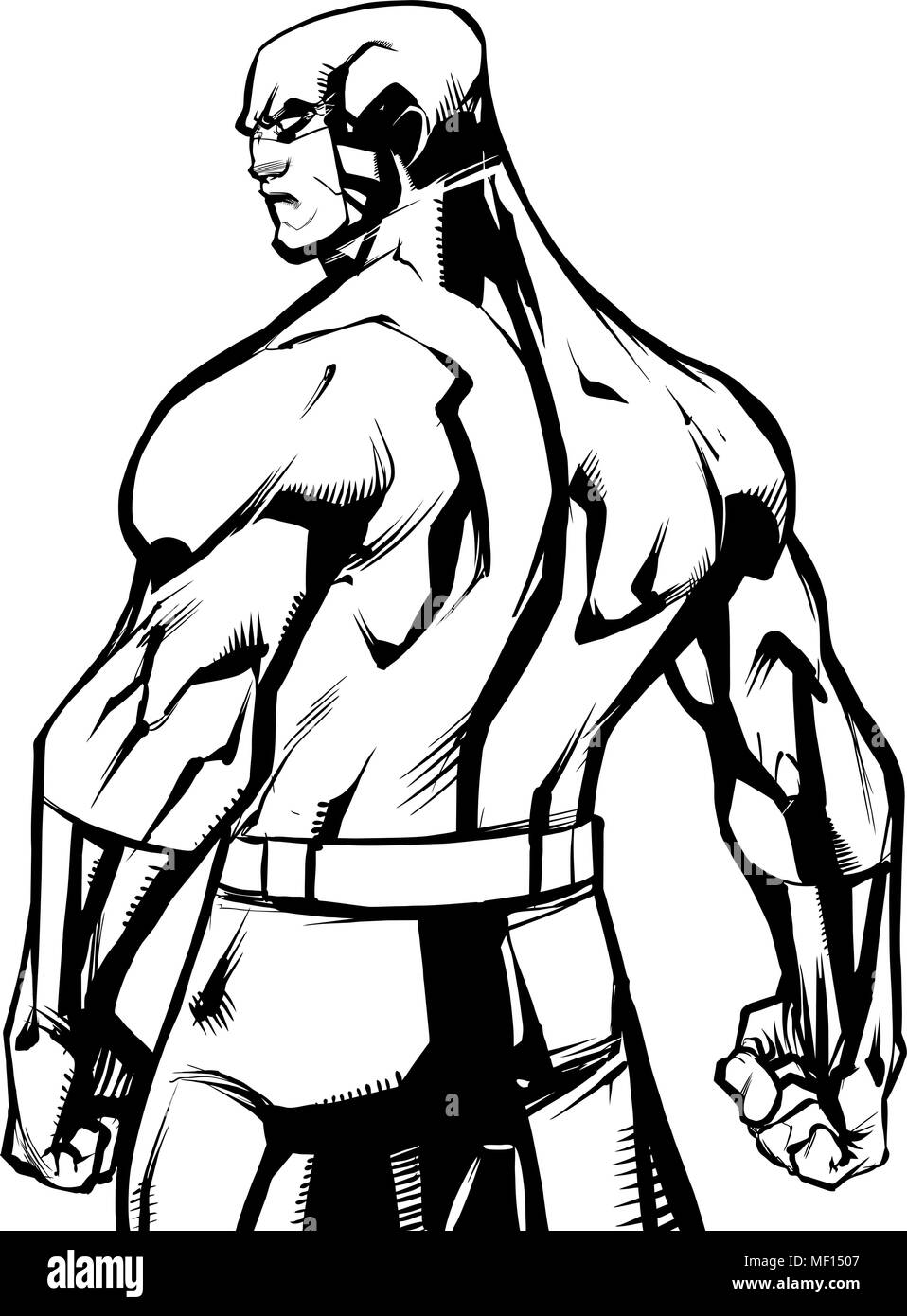 Superhero Back Battle Mode No Cape Line Art Stock Vector Image & Art ...