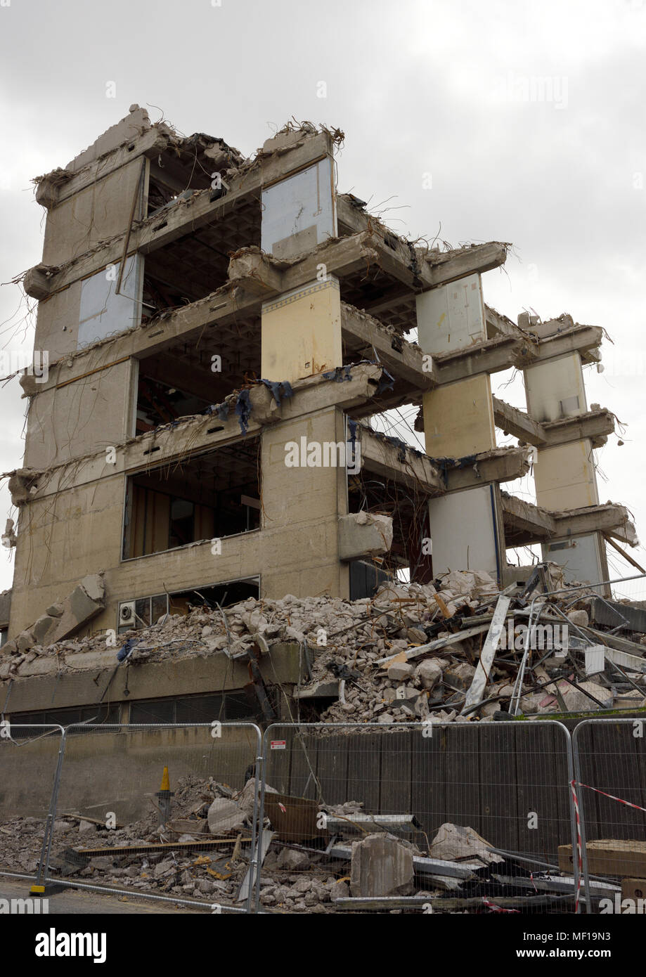 Multi storey concrete structure partly demolished hi-res stock ...