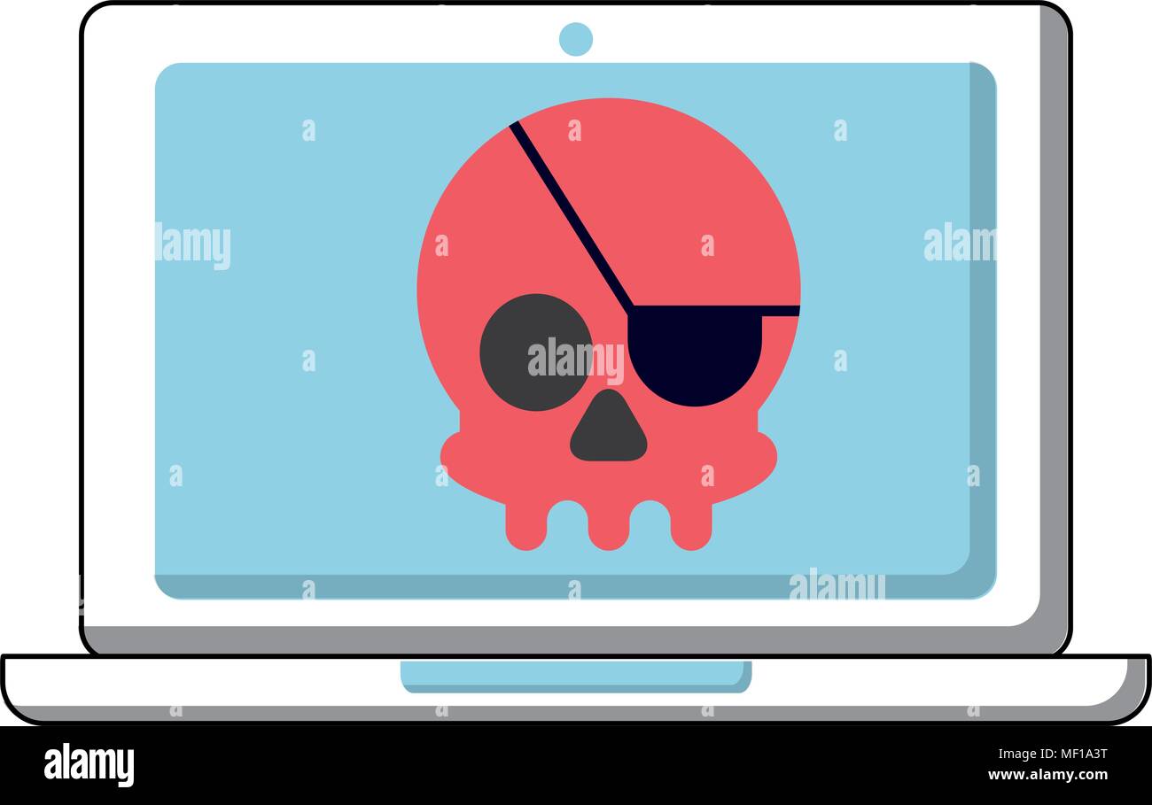 laptop computer with pirate skull Stock Vector Image & Art - Alamy