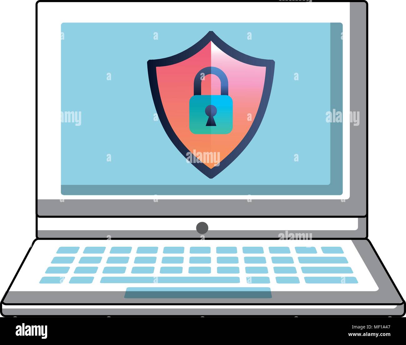 laptop computer with security shield Stock Vector Image & Art - Alamy