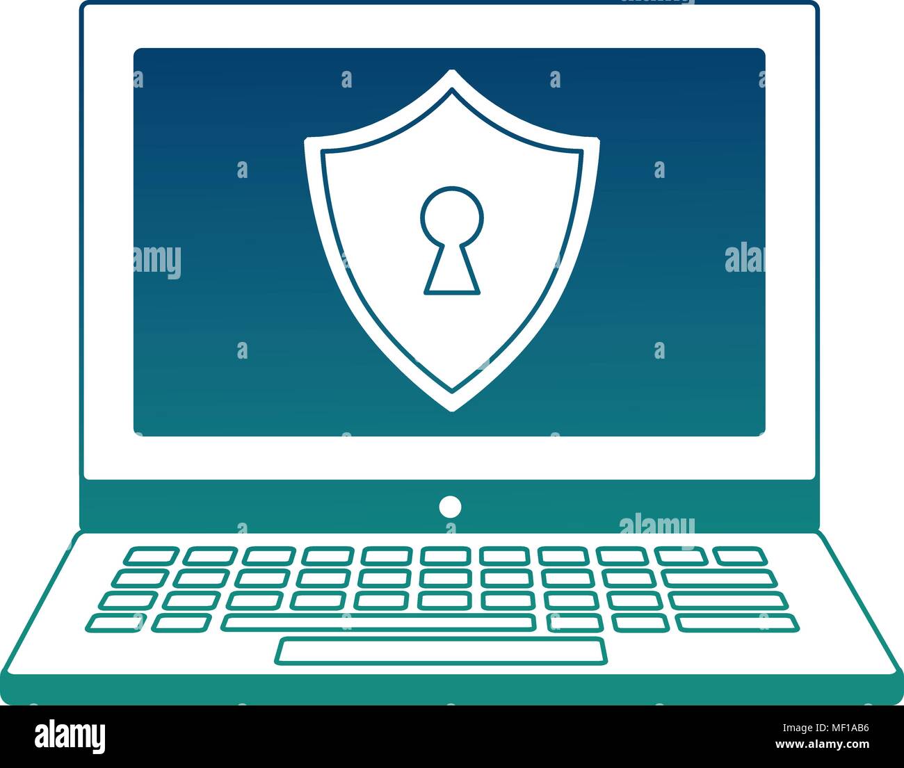 laptop computer with security shield Stock Vector Image & Art - Alamy
