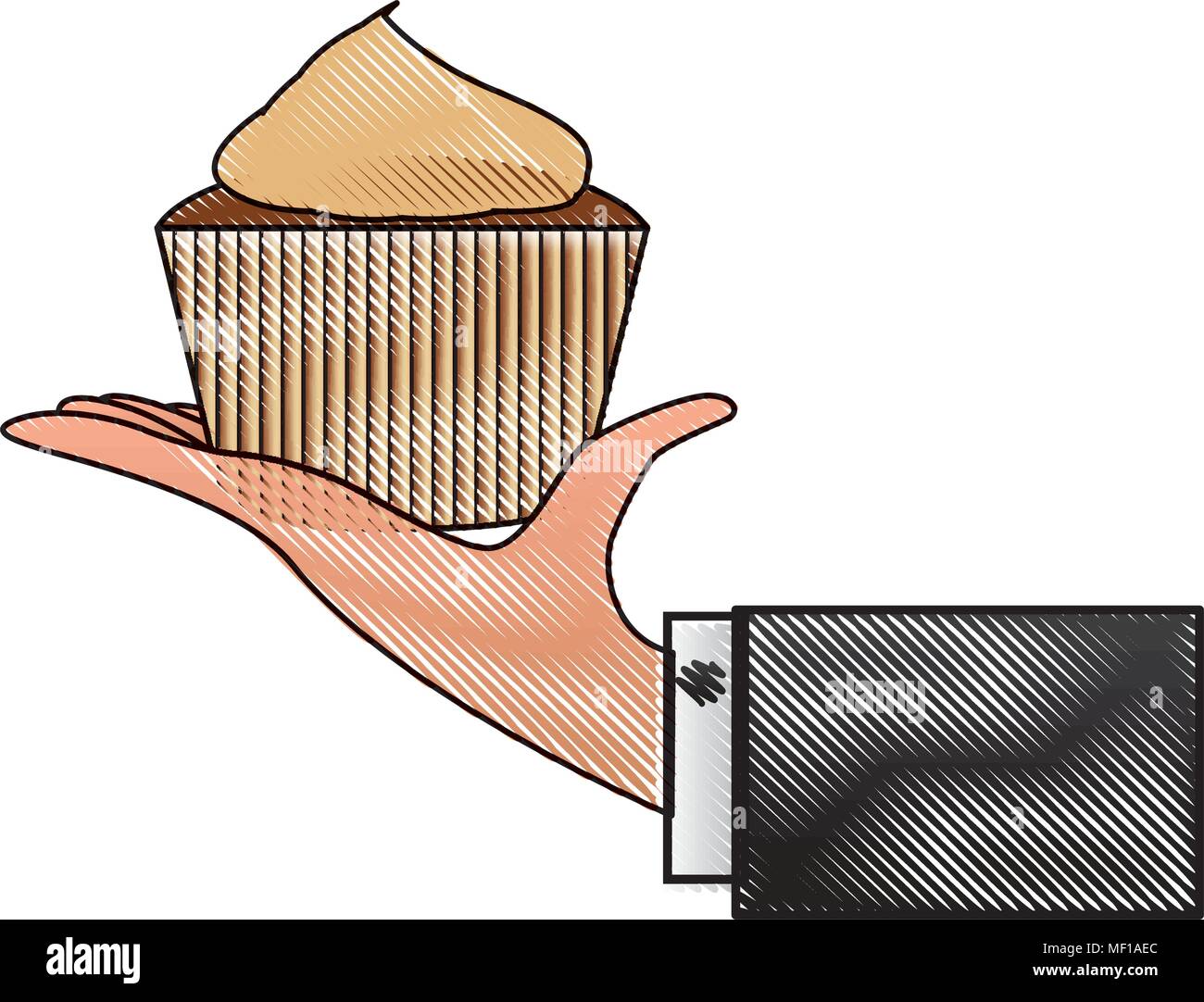 hand with delicious cup cake icon Stock Vector Image & Art - Alamy