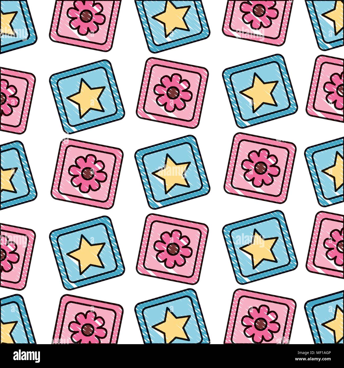 cubes toys of baby with flower and star pattern Stock Vector Image ...
