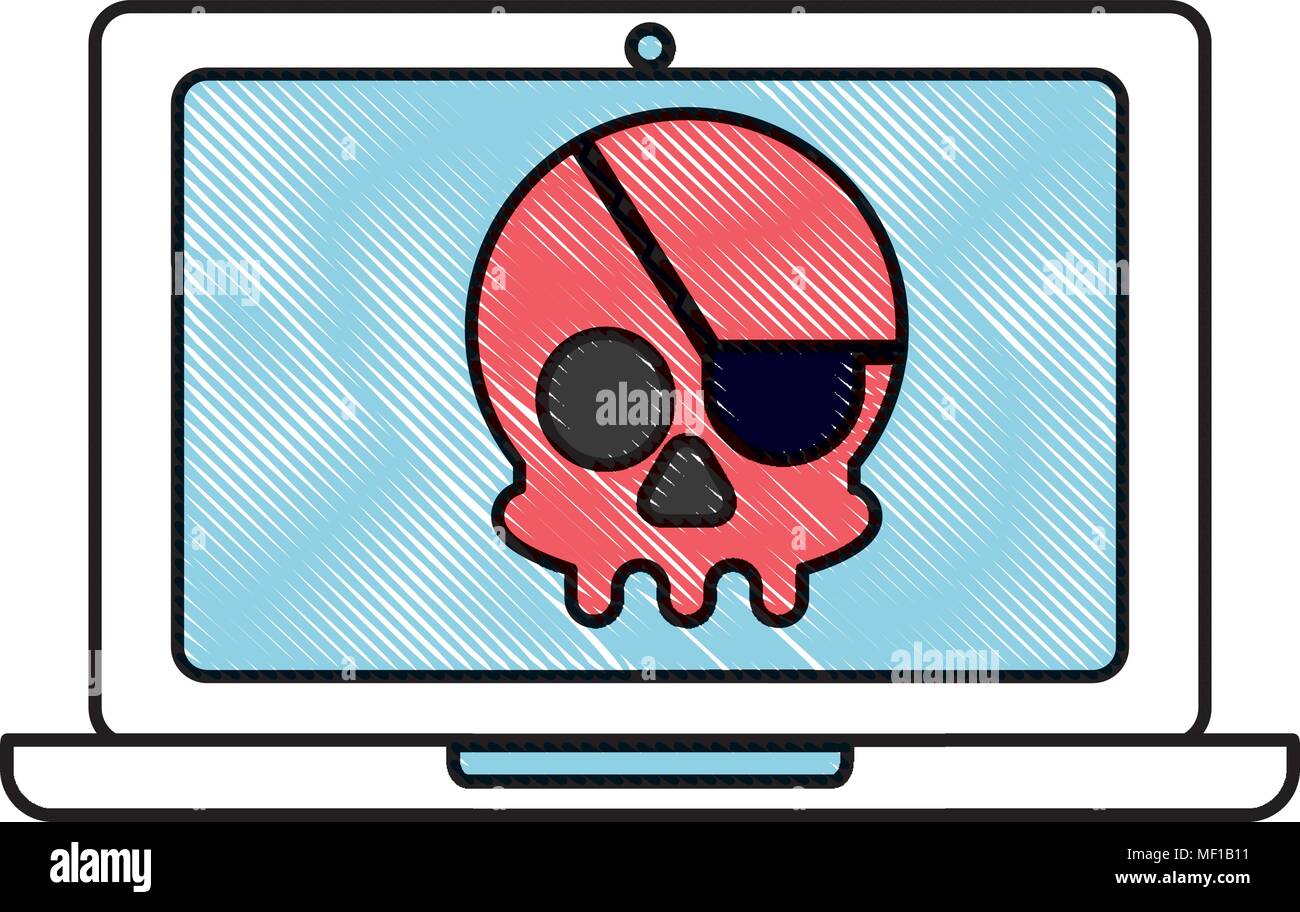 laptop computer with pirate skull Stock Vector Image & Art - Alamy