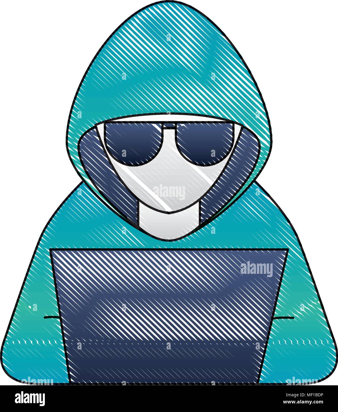 hacker with laptop character Stock Vector Image & Art - Alamy