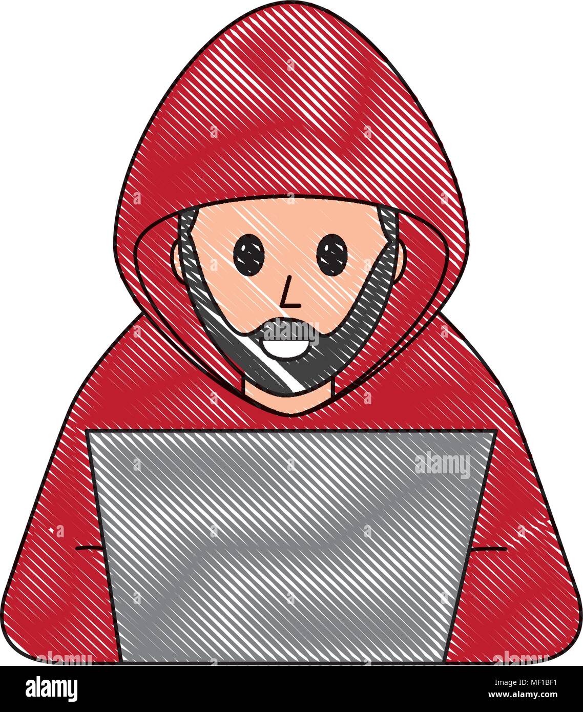 hacker with laptop character Stock Vector Image & Art - Alamy