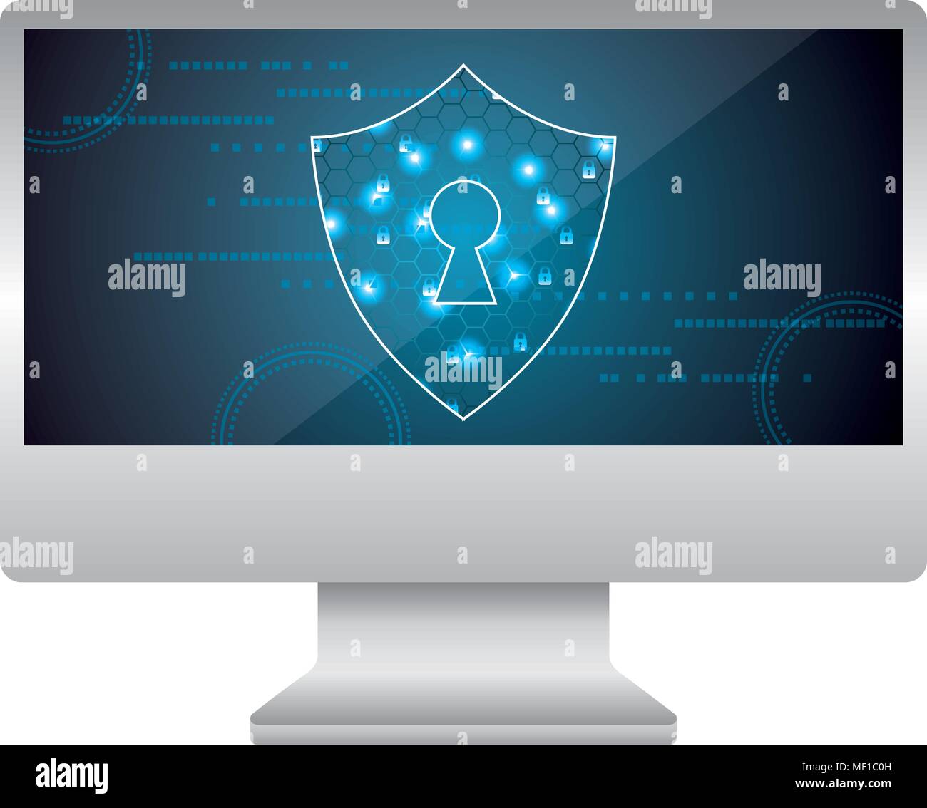 monitor computer with shield guard Stock Vector Image & Art - Alamy