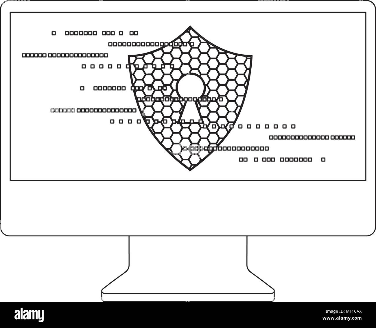 monitor computer with shield guard Stock Vector Image & Art - Alamy