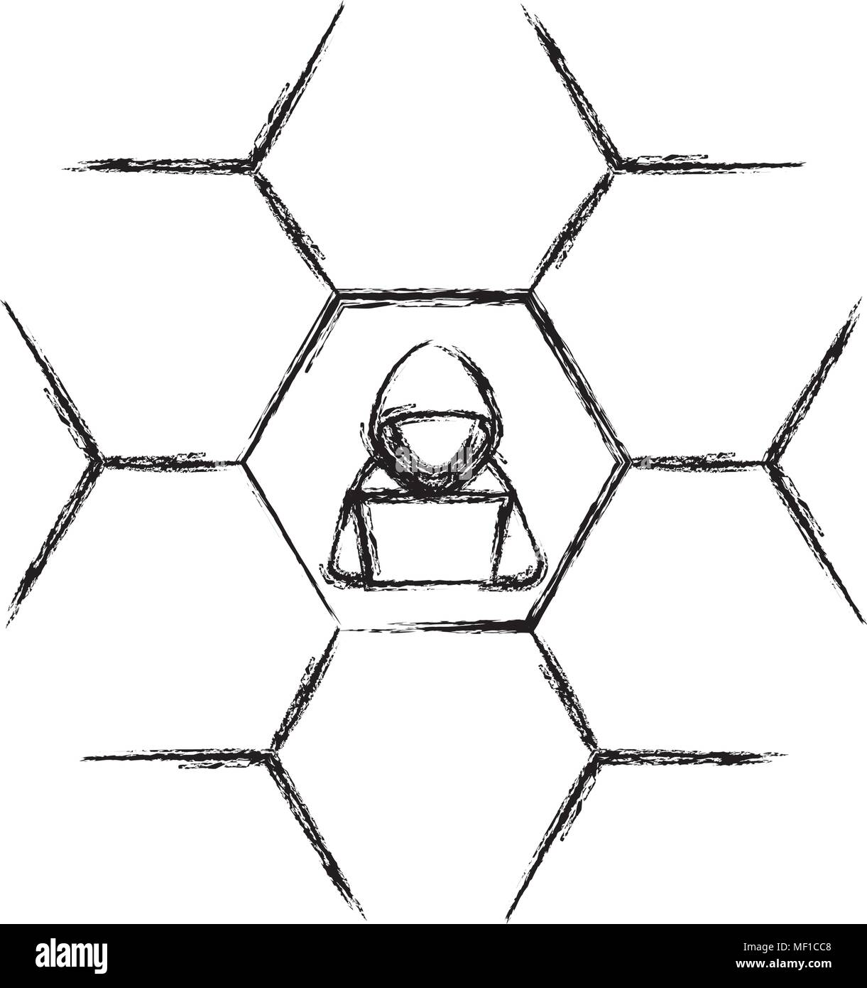 Cartoon hacker man laptop computer Cut Out Stock Images & Pictures - Alamy