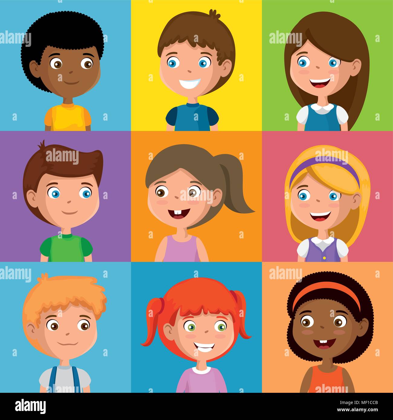 group of happy kids characters Stock Vector Image & Art - Alamy
