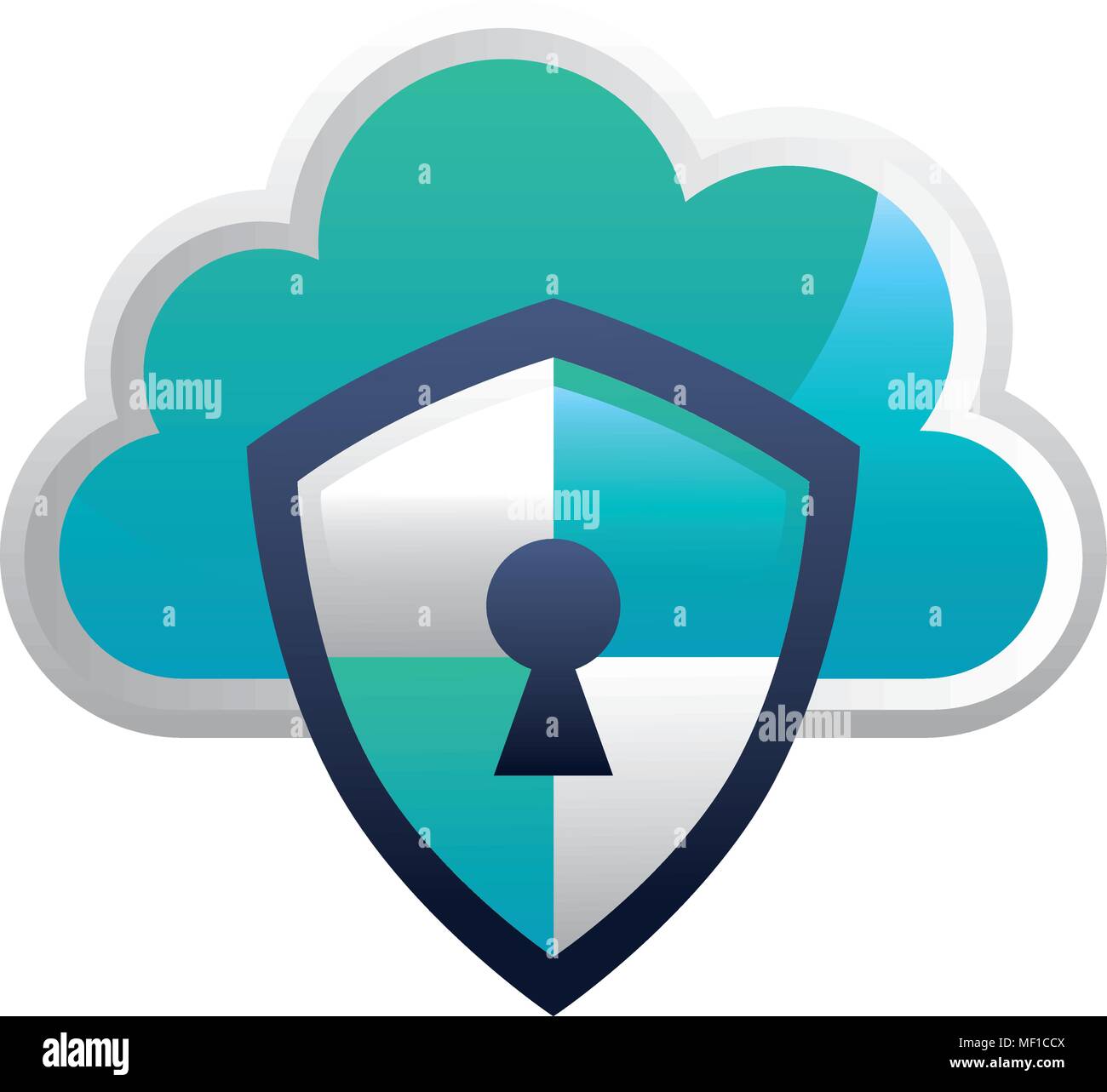 shield guard with cloud and padlock hole Stock Vector Image & Art - Alamy
