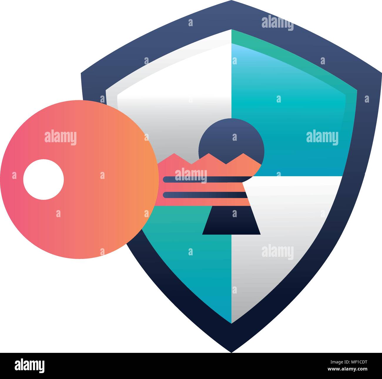 shield guard with padlock hole and key Stock Vector Image & Art - Alamy