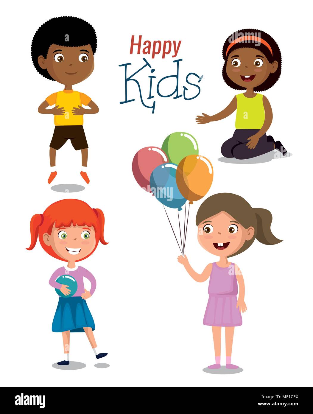 group of happy kids characters Stock Vector Image & Art - Alamy