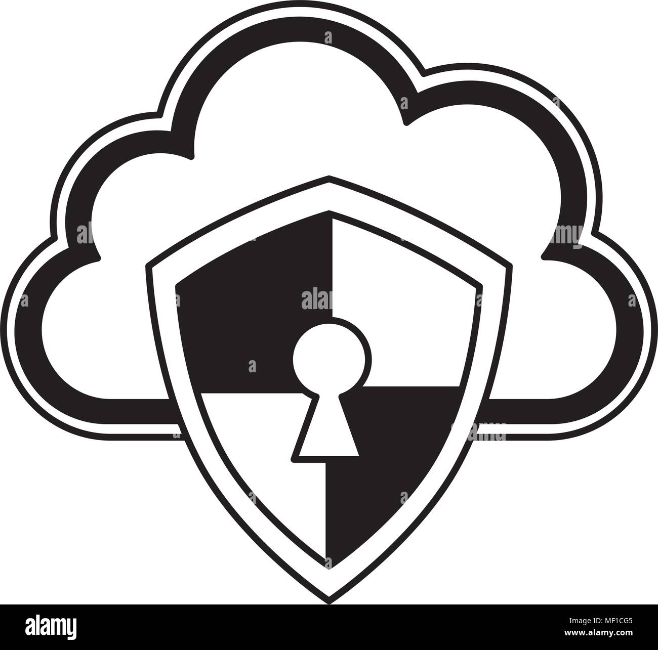 shield guard with cloud and padlock hole Stock Vector Image & Art - Alamy