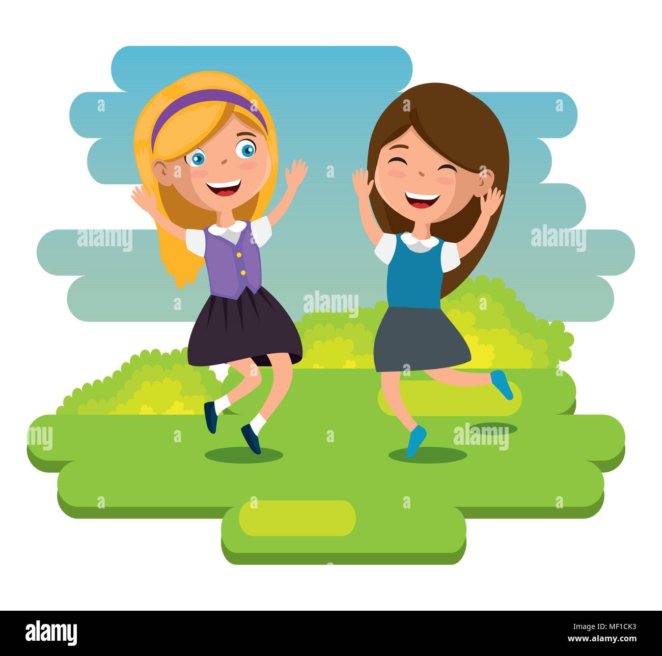 little girls happy characters Stock Vector Image & Art - Alamy