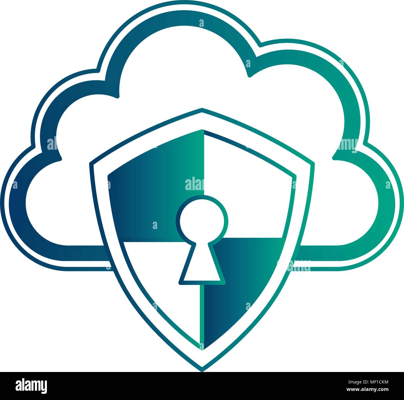 shield guard with cloud and padlock hole Stock Vector Image & Art - Alamy