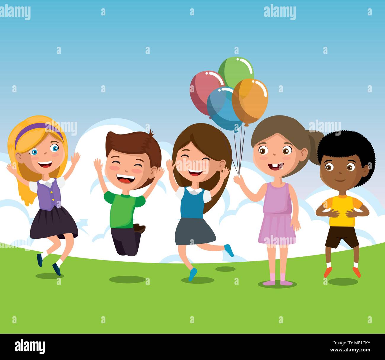 group of happy kids characters Stock Vector Image & Art - Alamy