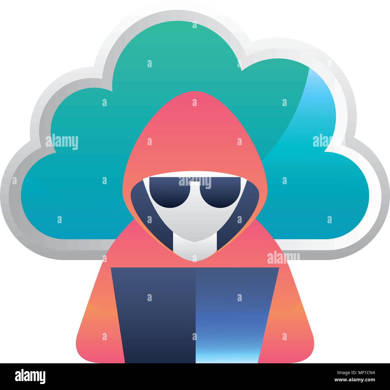 cloud computing with hacker character Stock Vector Image & Art - Alamy