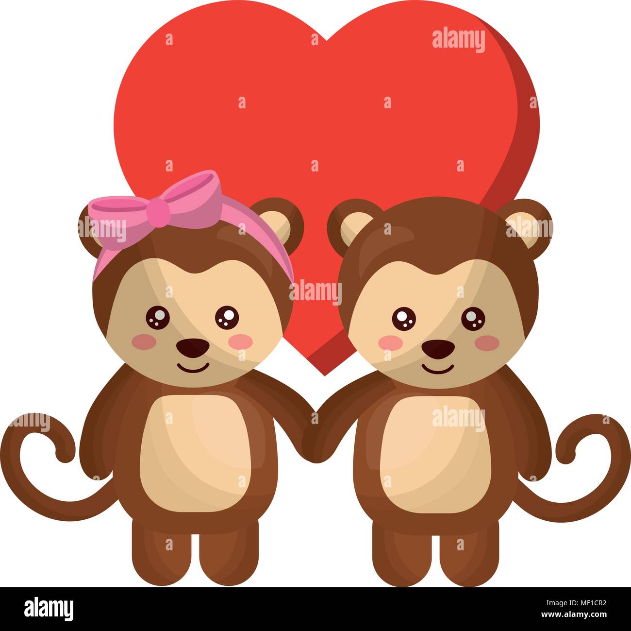 cute monkeys couple characters Stock Vector Image & Art - Alamy