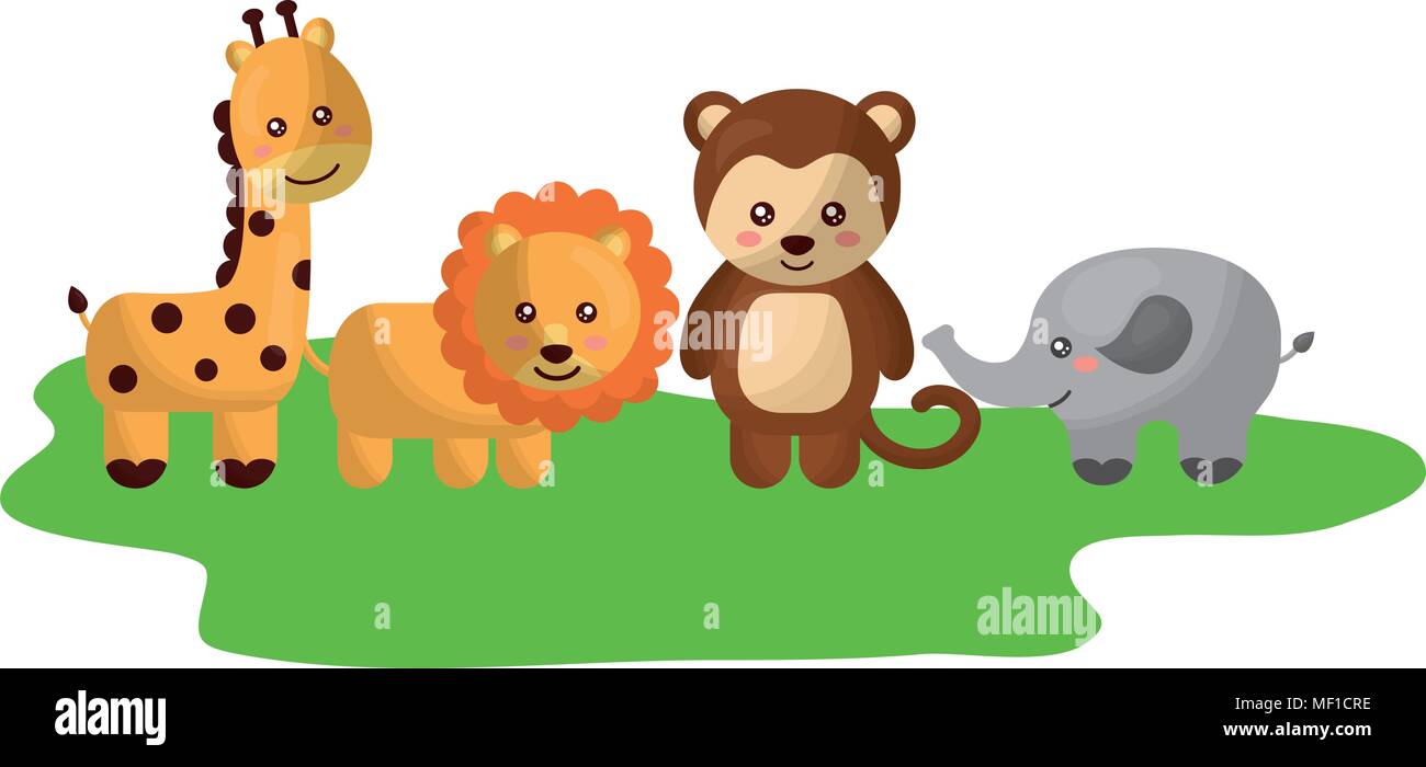 cutes animals wilds group character icon Stock Vector Image & Art - Alamy