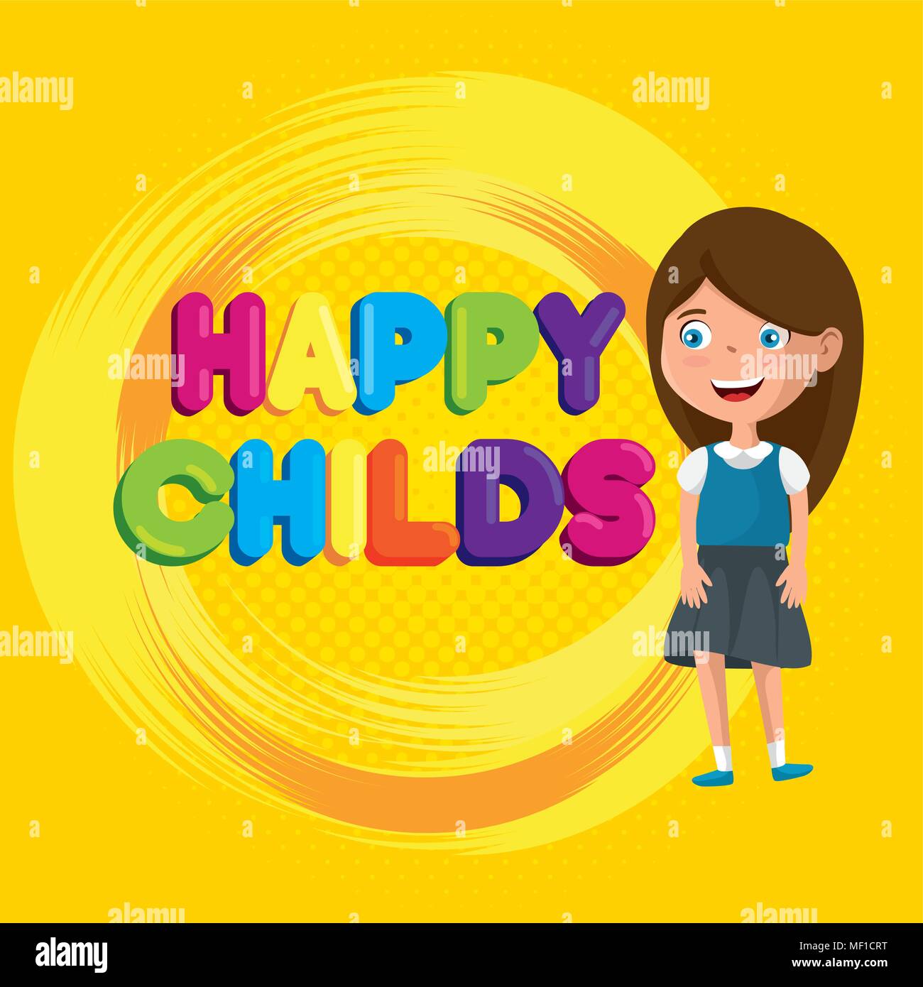 little girl happy childs label character Stock Vector Image & Art - Alamy