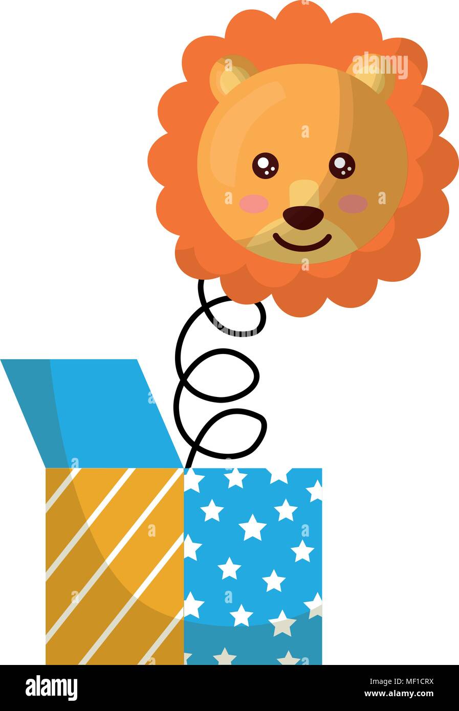 cute lion with surprise box character icon Stock Vector Image & Art - Alamy