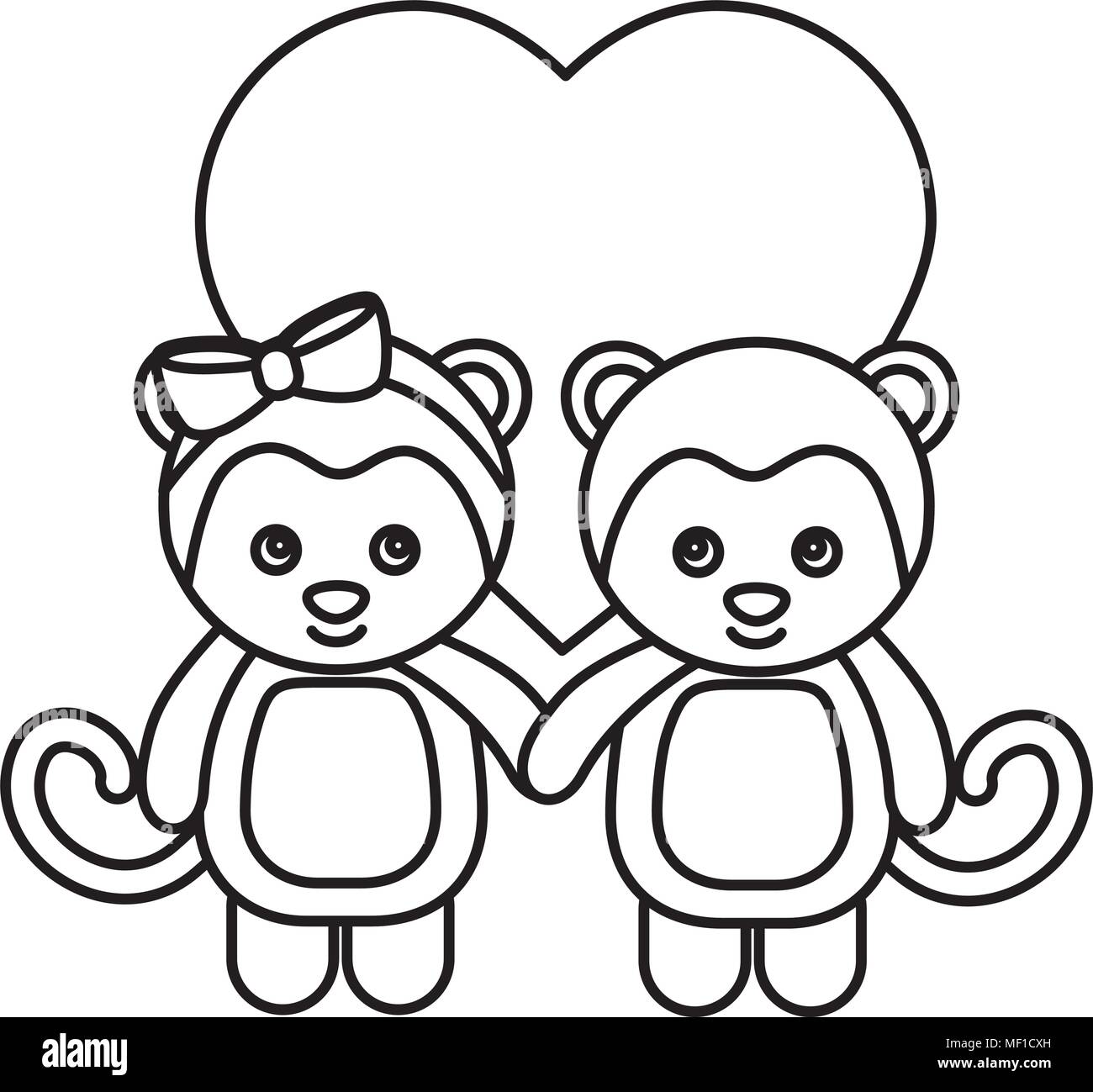 cute monkeys couple characters Stock Vector Image & Art - Alamy