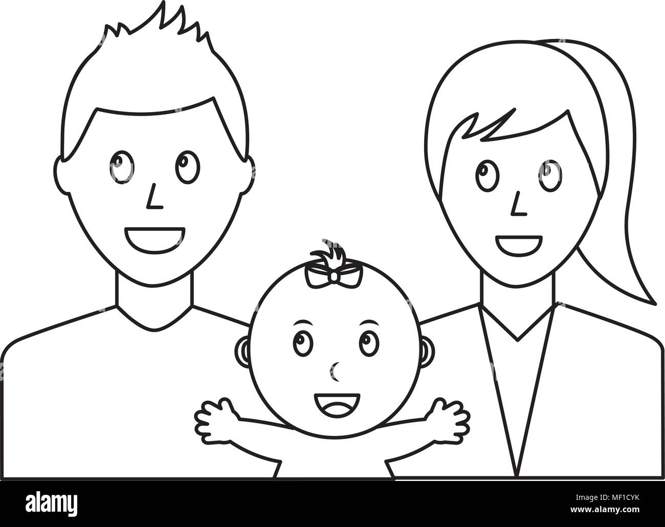 couple parents with baby girl icon Stock Vector Image & Art - Alamy