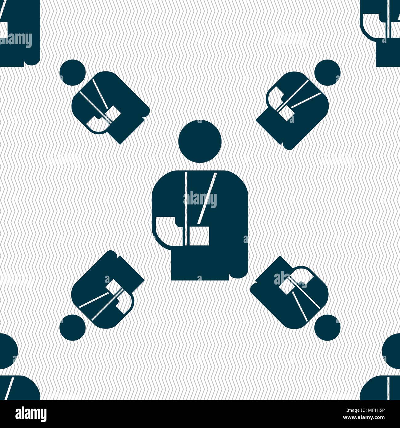 broken arm, disability icon sign. Seamless pattern with geometric ...