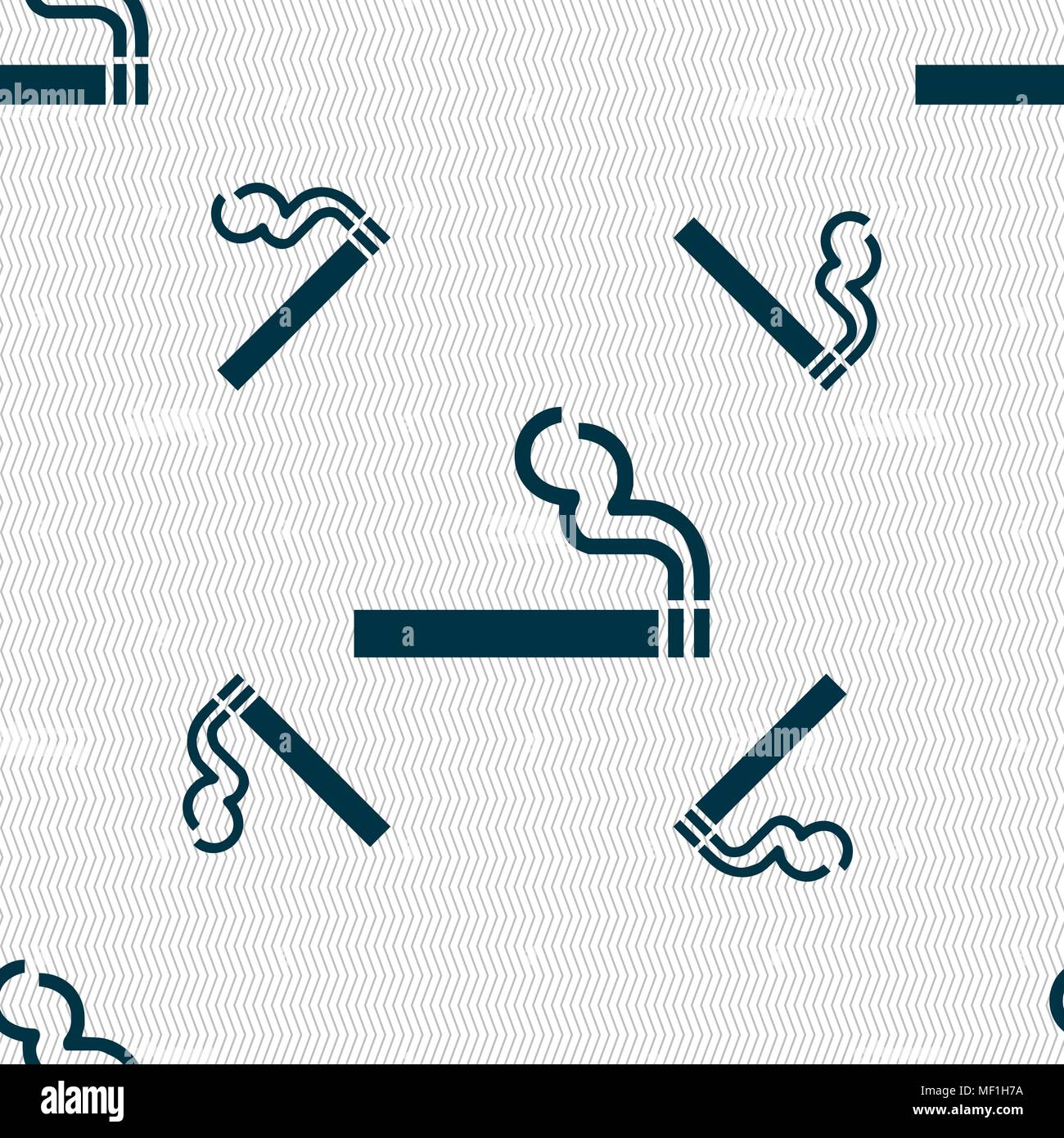 cigarette smoke icon sign. Seamless pattern with geometric texture ...