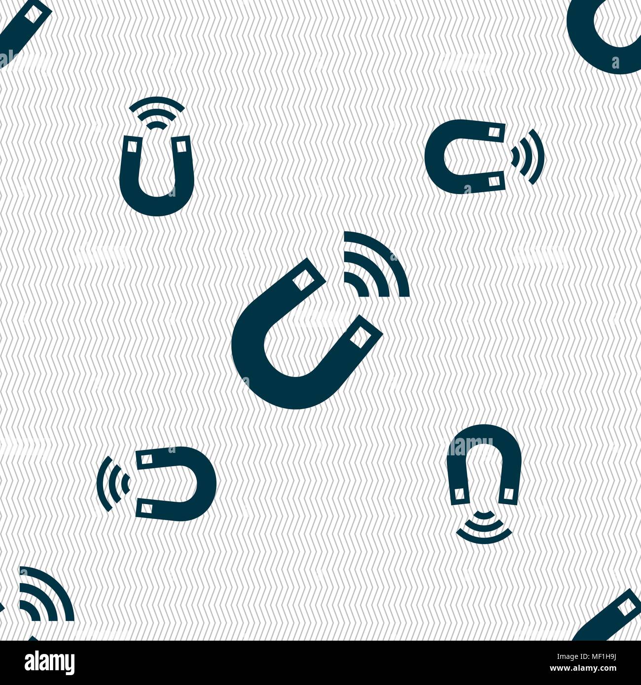 Magnet icon sign. Seamless pattern with geometric texture. Vector ...