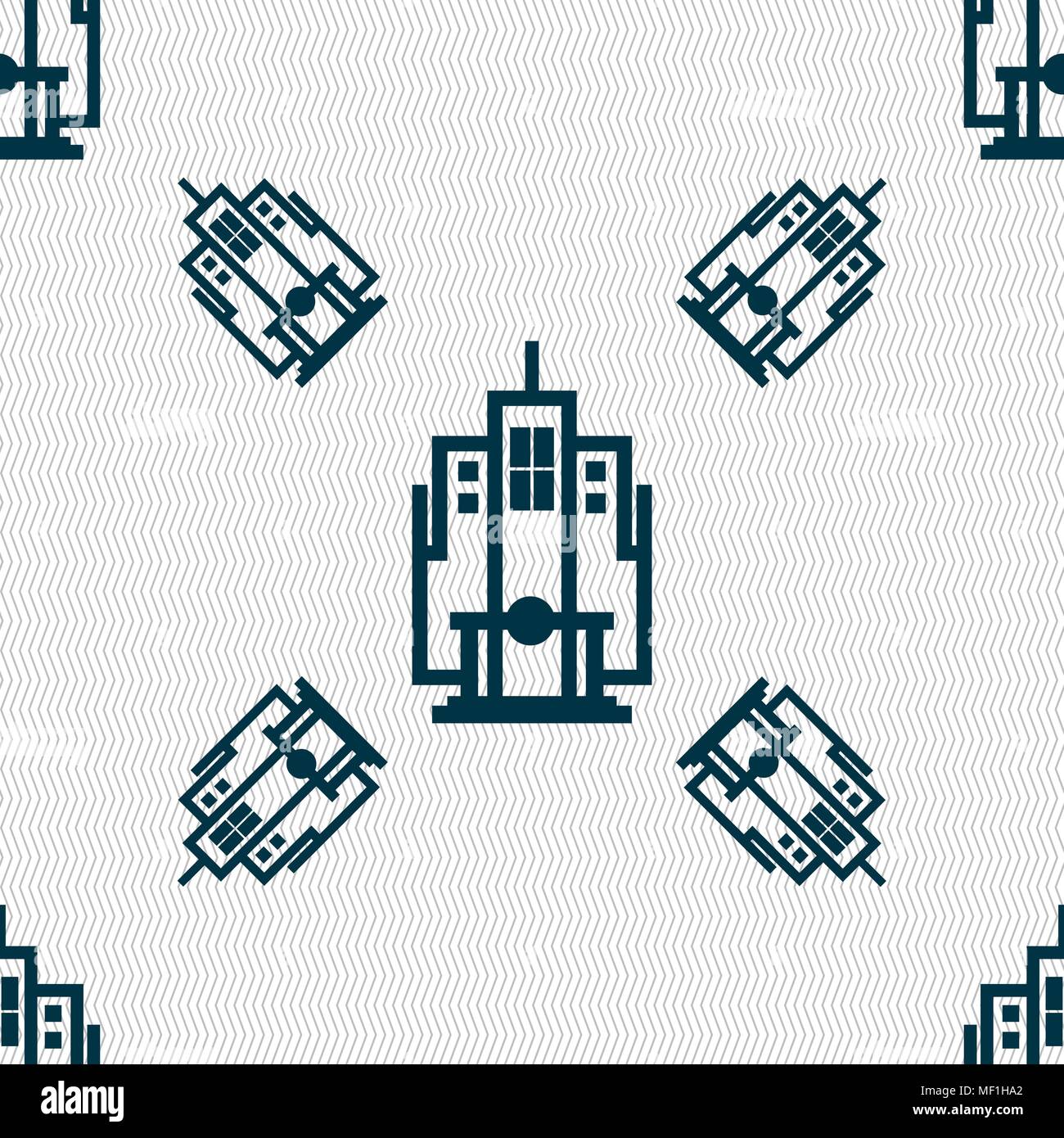 skyscraper icon sign. Seamless pattern with geometric texture. Vector ...