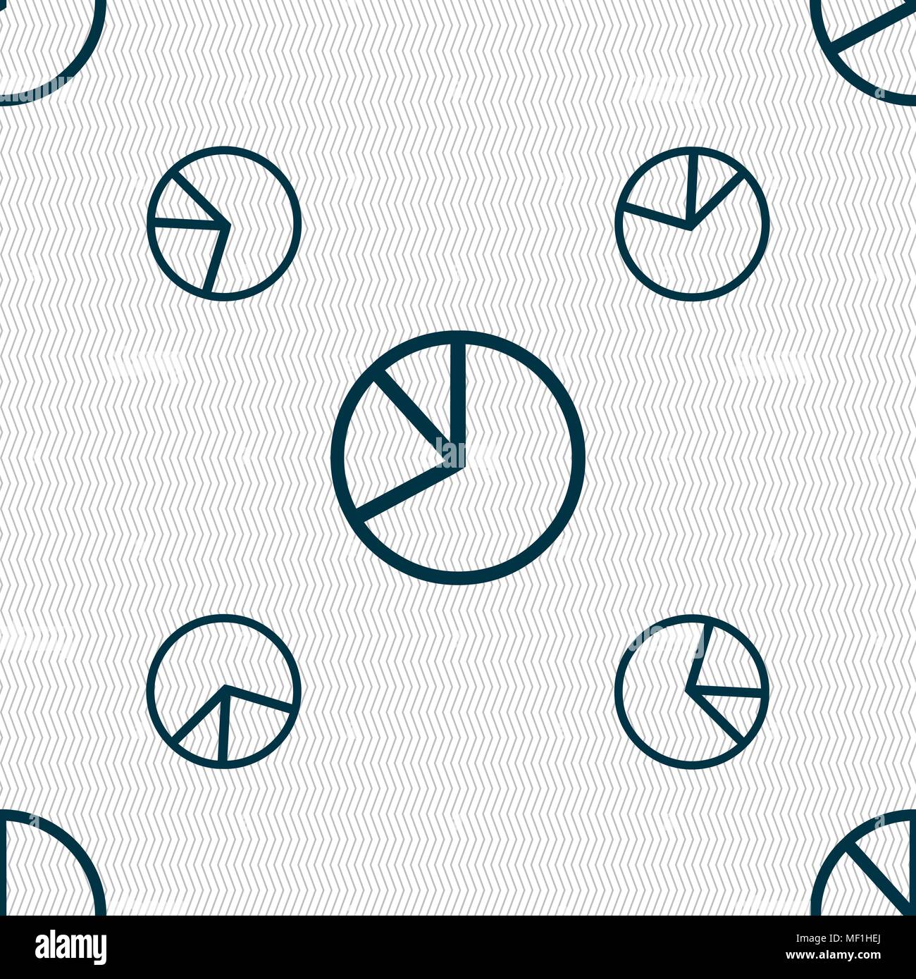 Pie chart graph icon sign. Seamless pattern with geometric texture ...